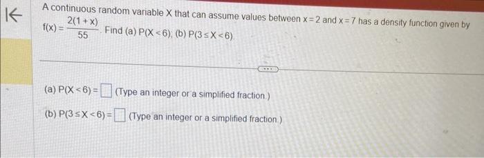 Solved A continuous random variable x that can assume values | Chegg.com