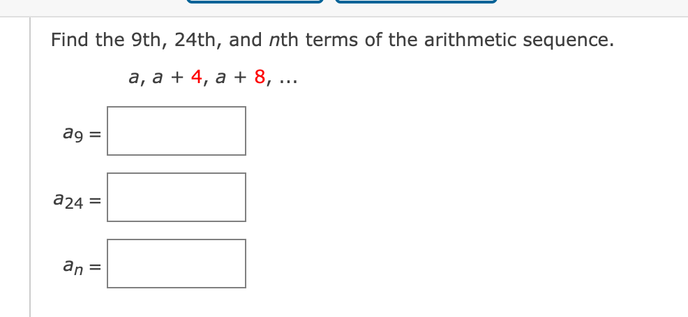 Solved Find the 9th, 24th, ﻿and nth terms of the arithmetic | Chegg.com