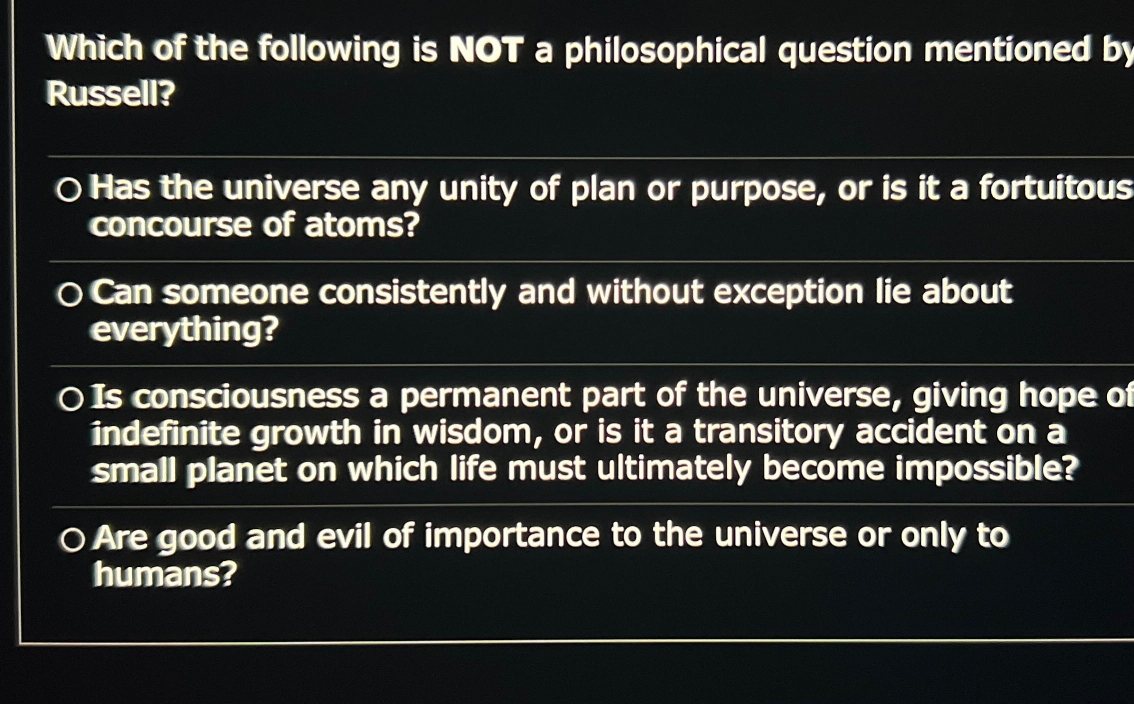 Solved Which of the following is NOT a philosophical | Chegg.com