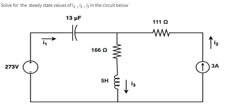 Solved Solve for the steady state values of i1,i2,i3 ﻿in the | Chegg.com
