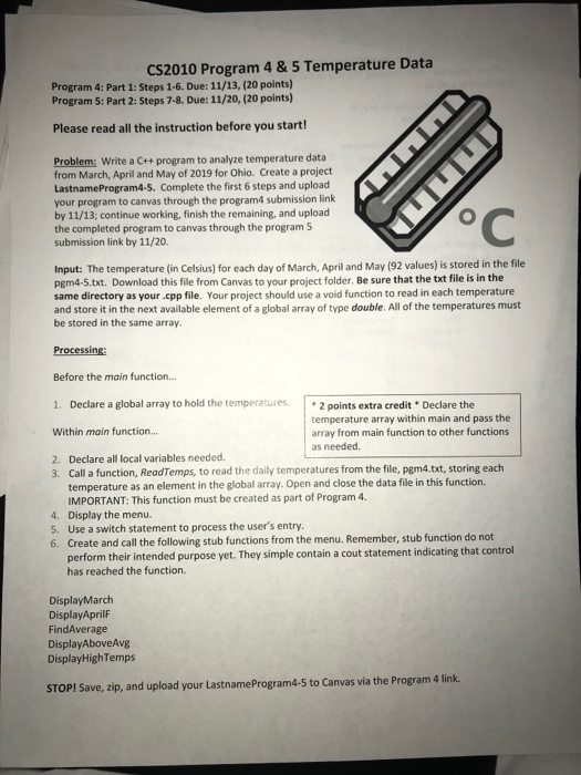Solved Write a C++ program to analyze temperature data from | Chegg.com