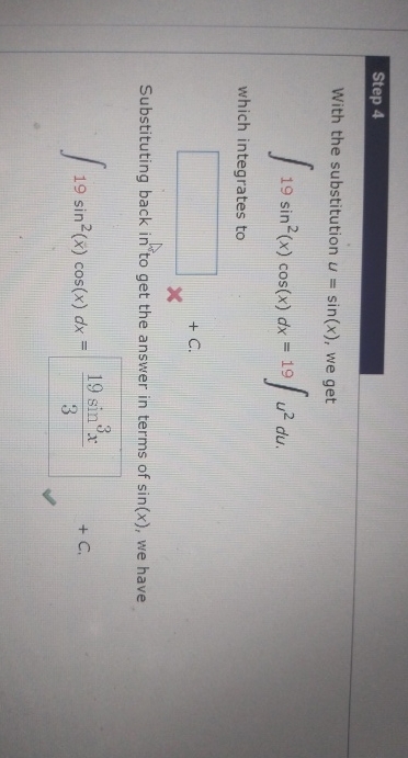 Solved Step 4With the substitution u=sin(x), ﻿we | Chegg.com