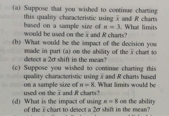 Solved Consider the x and R charts you established in | Chegg.com