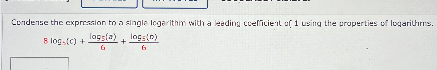 Solved Condense the expression to a single logarithm with a | Chegg.com