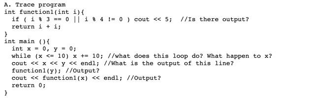Solved 12a Trace Programint Function1int I If I 3 