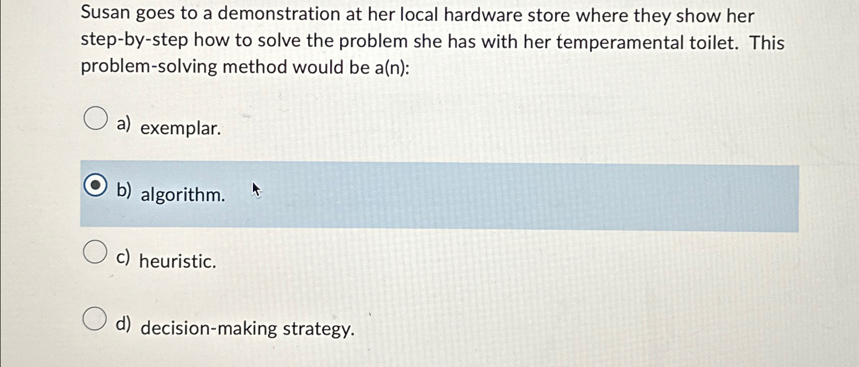 Solved Susan goes to a demonstration at her local hardware | Chegg.com