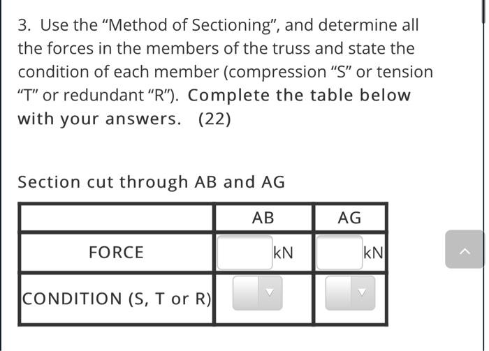 Solved 3. Use the “Method of Sectioning", and determine | Chegg.com