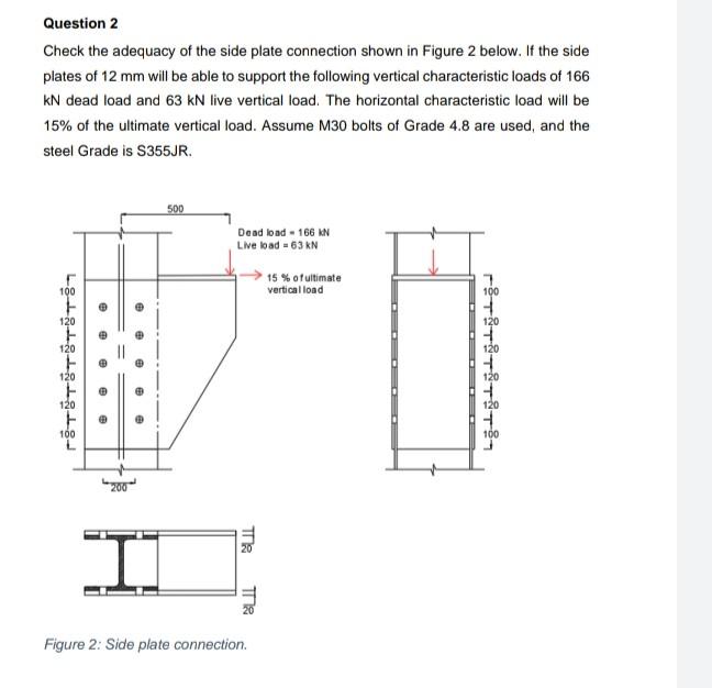 Solved Question 2 Check the adequacy of the side plate | Chegg.com