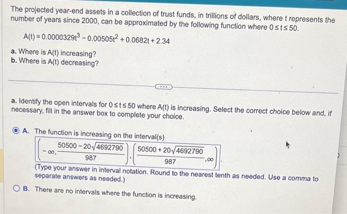 Solved The projected year-end assets in a collection of | Chegg.com