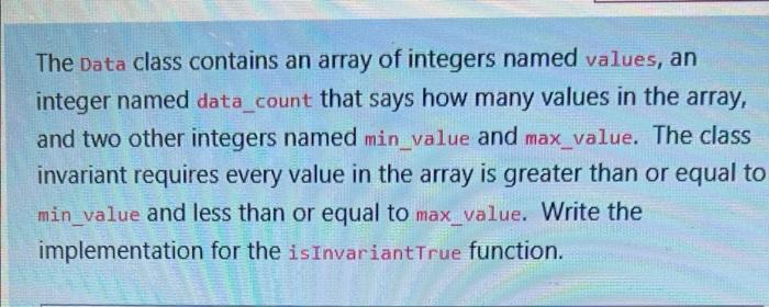 Solved The Data class contains an array of integers named | Chegg.com