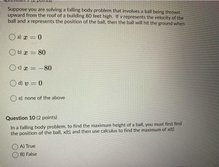 Solved JUILS Suppose you are solving a falling body problem | Chegg.com