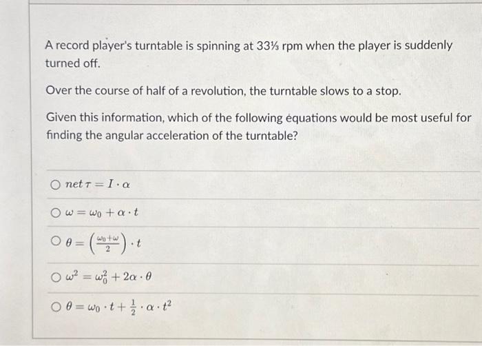 Solved A record player's turntable is spinning at 3331rpm | Chegg.com