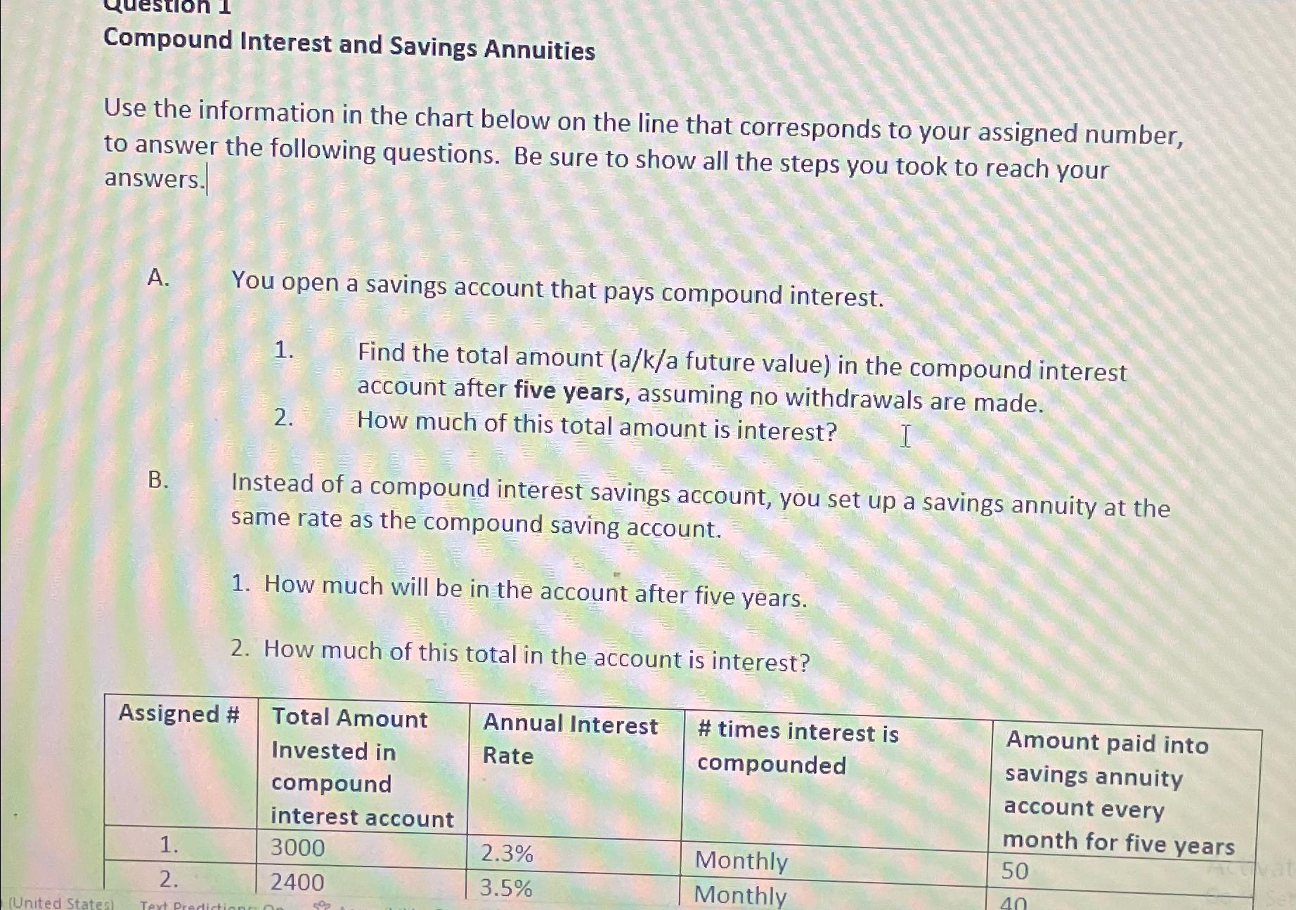Compound Interest and Savings AnnuitiesUse the | Chegg.com