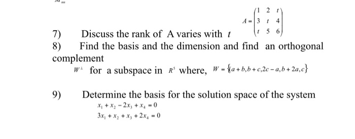 Solved (1 21 A = 3 1 4 7) Discuss the rank of A varies with | Chegg.com