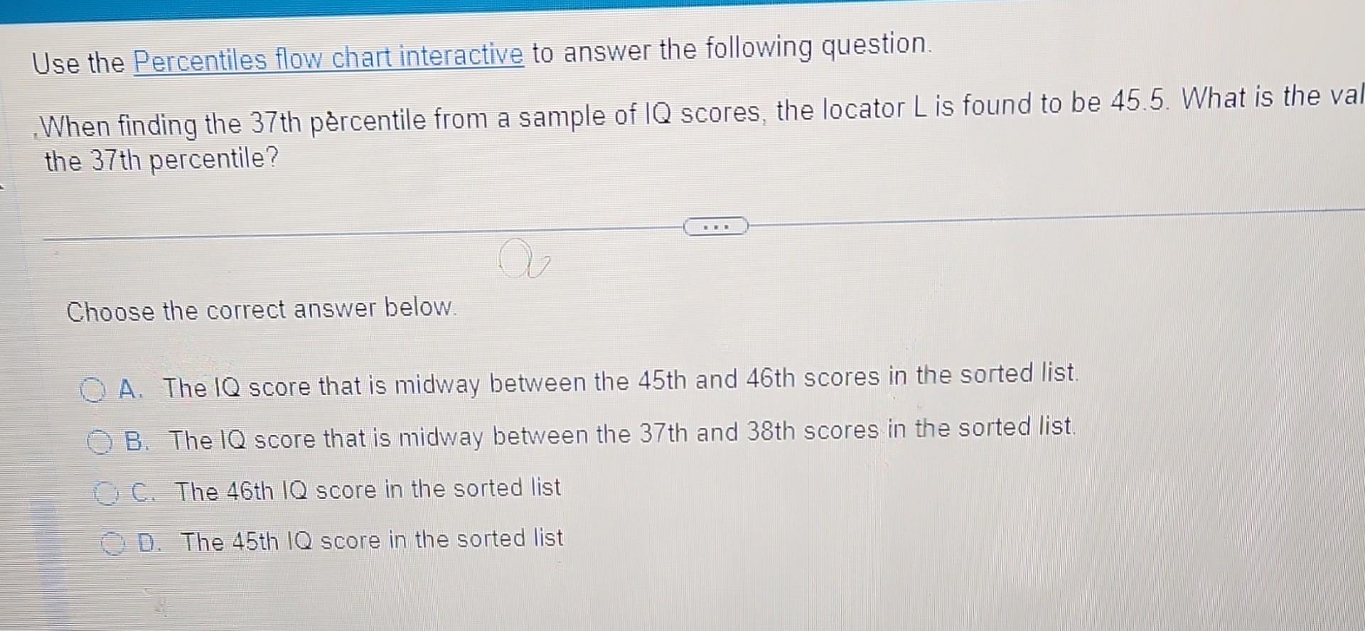 Solved Use the Percentiles flow chart interactive to answer | Chegg.com
