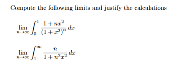 Compute the following limits and justify the | Chegg.com