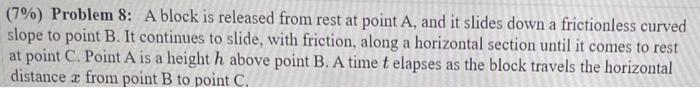 Solved (7%) Problem 8: A block is released from rest at | Chegg.com