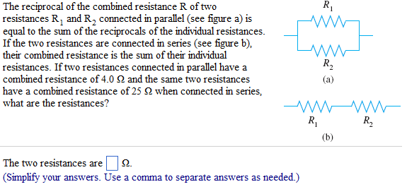 Solved The reciprocal of the combined resistance R of two | Chegg.com