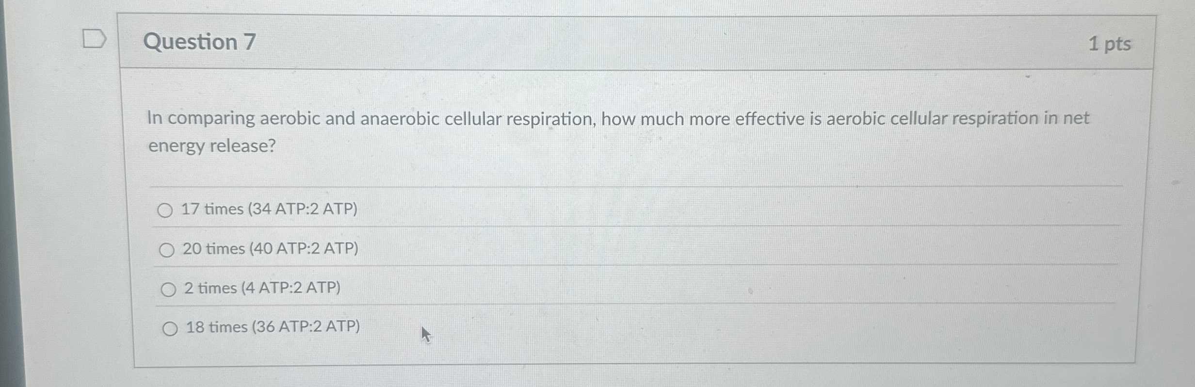 Solved Question 71 ﻿ptsIn comparing aerobic and anaerobic | Chegg.com