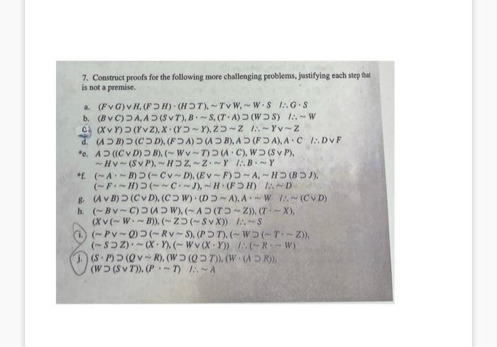 Solved 7. Construct proofs for the following more | Chegg.com
