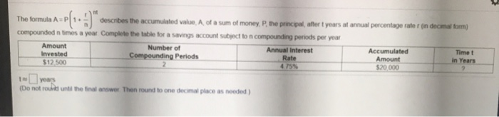 Solved The formula A P1. describes the accumulated value A | Chegg.com