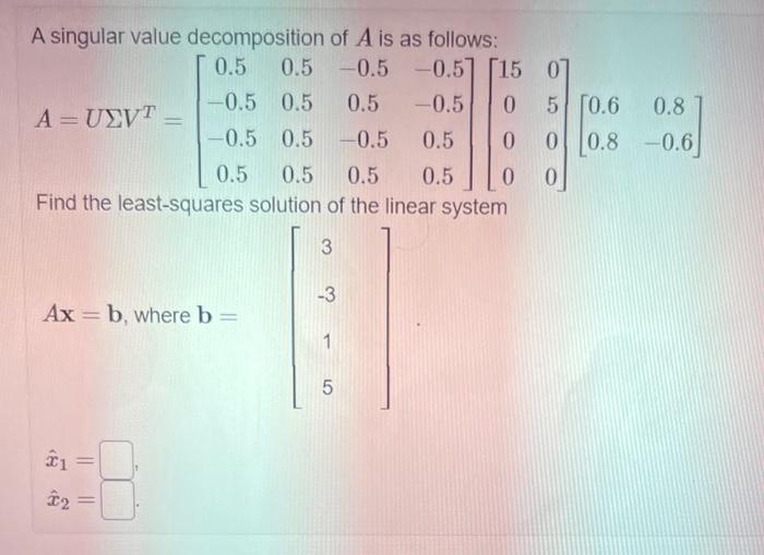 Solved A singular value decomposition of A is as follows: | Chegg.com
