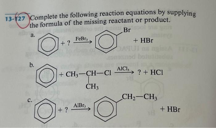 Solved 13 127 Complete The Following Reaction Equations By
