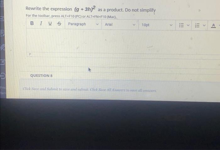 Solved Rewrite the expression (g+3h)2 as a product. Do not | Chegg.com