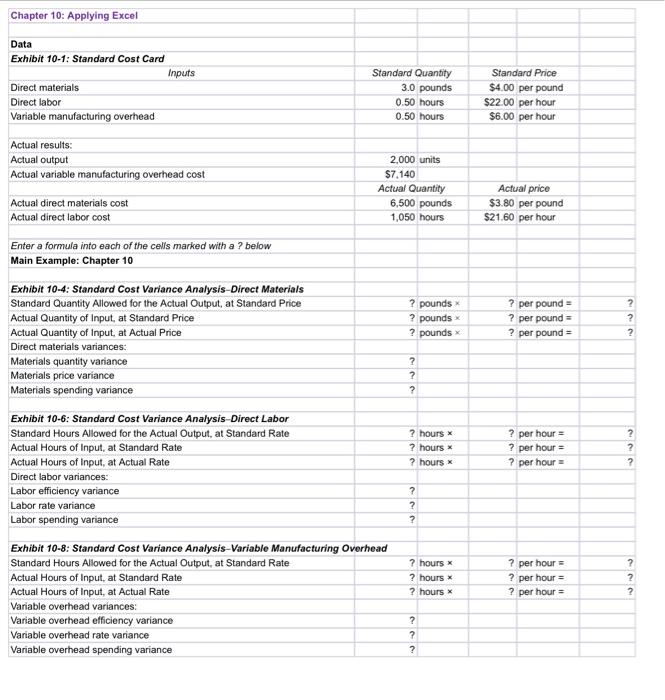 Solved Chapter 10: Applying Excel | Chegg.com