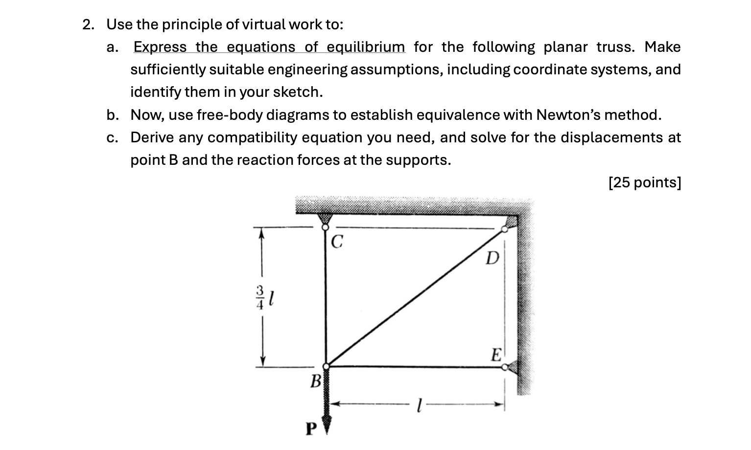 Solved 2. ﻿Use the principle of virtual work to: a. ﻿Express | Chegg.com
