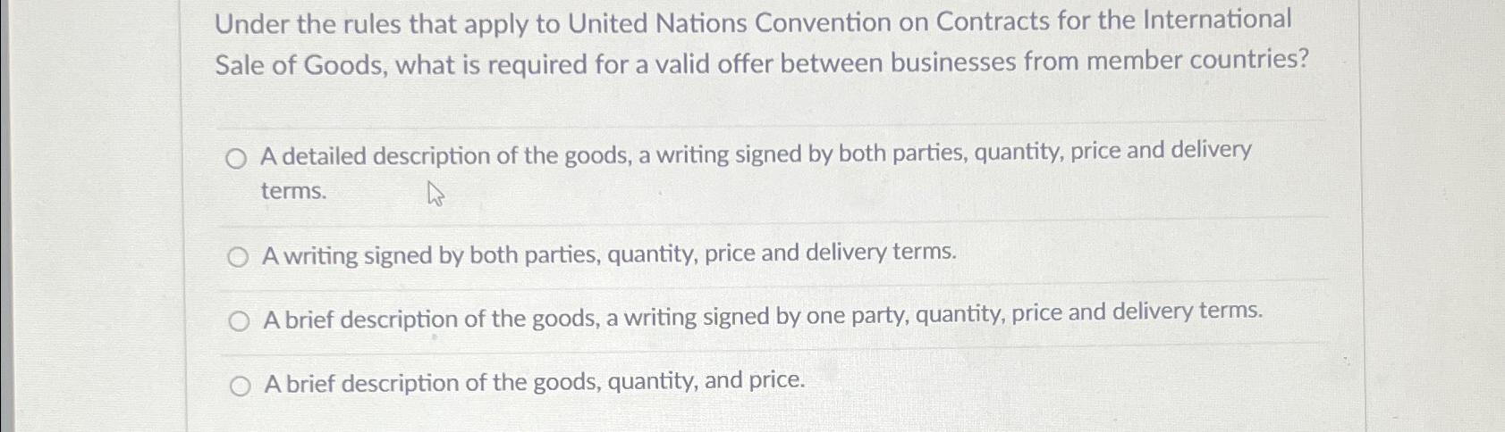 Solved Under the rules that apply to United Nations | Chegg.com