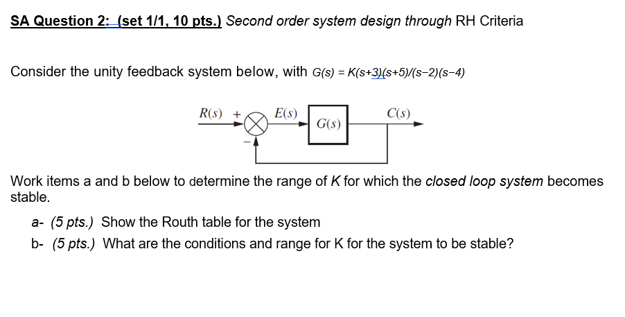 Solved SA Question 2: (set( 1)/(1), 10 ﻿pts.) ﻿Second order | Chegg.com
