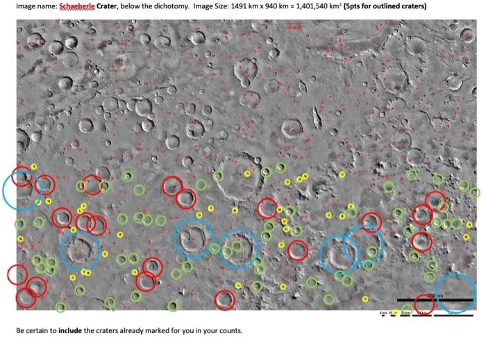 Be certain to include the craters already marked for | Chegg.com