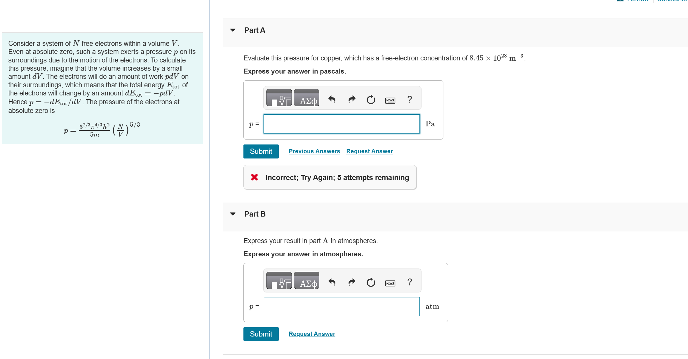 Solved Part AConsider a system of N ﻿free electrons within a | Chegg.com
