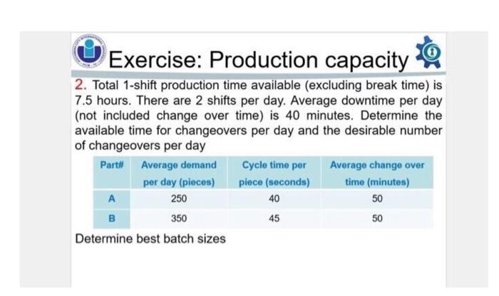 Solved Exercise: Production capacity 2. Total 1-shift | Chegg.com