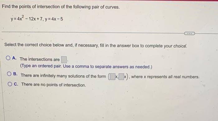 Solved Find the points of intersection of the following pair | Chegg.com