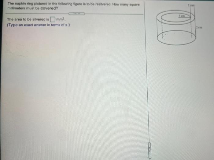 Solved The napkin ring pictured in the following figure is | Chegg.com