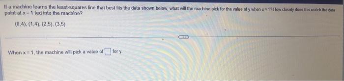 Solved If a machine learns the least-squares line that best | Chegg.com