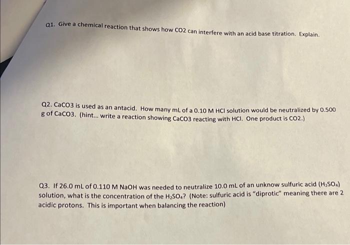 Solved Q1. Give a chemical reaction that shows how \\( | Chegg.com