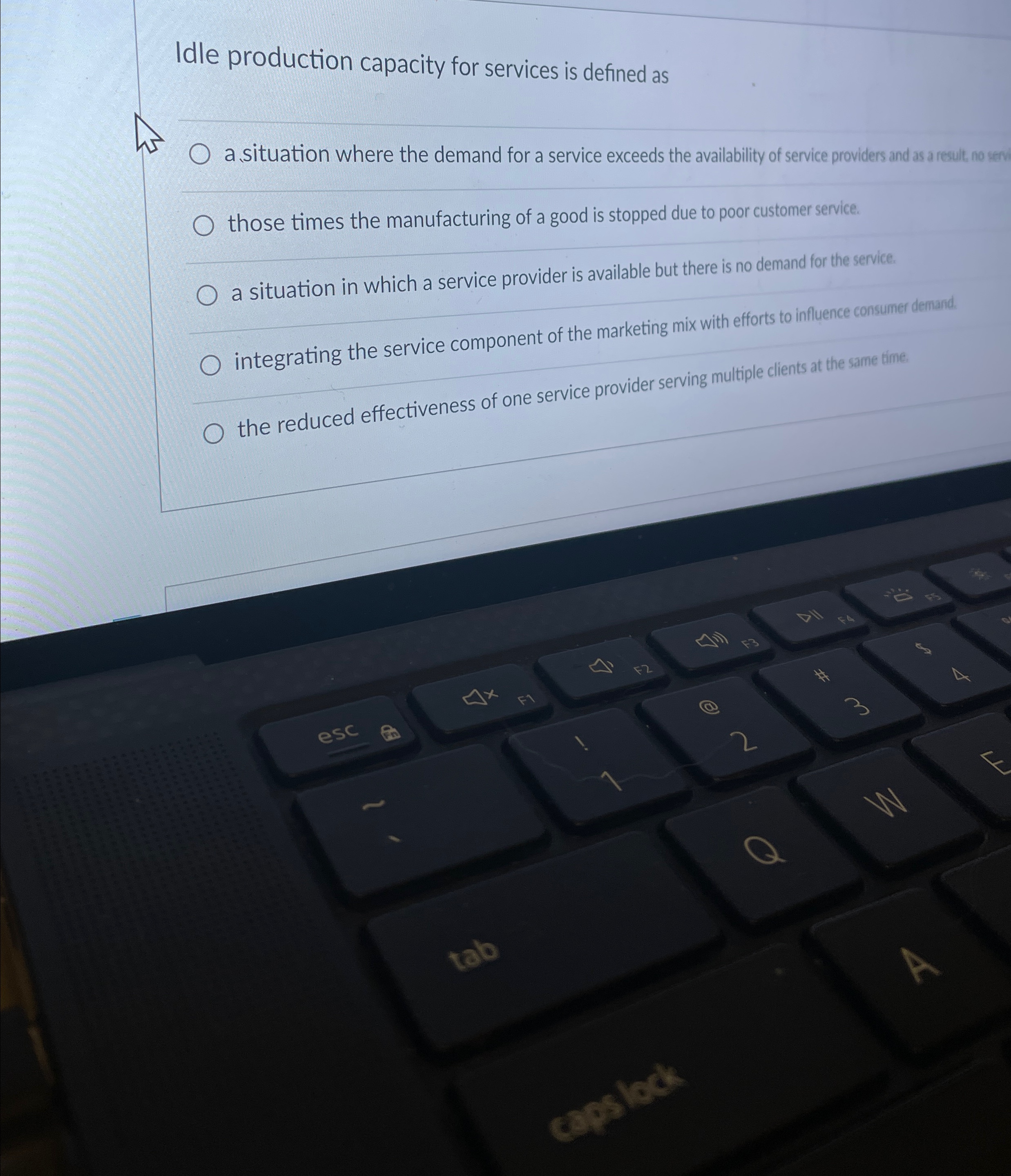 Solved Idle production capacity for services is defined asa | Chegg.com