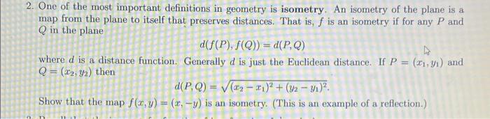 Solved 2. One of the most important definitions in geometry | Chegg.com
