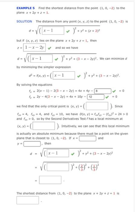 Solved EXAMPLES Find the shortest distance from the point | Chegg.com