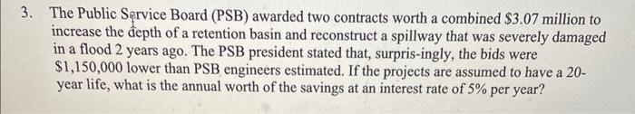 Solved The Public Sprvice Board (PSB) awarded two contracts | Chegg.com