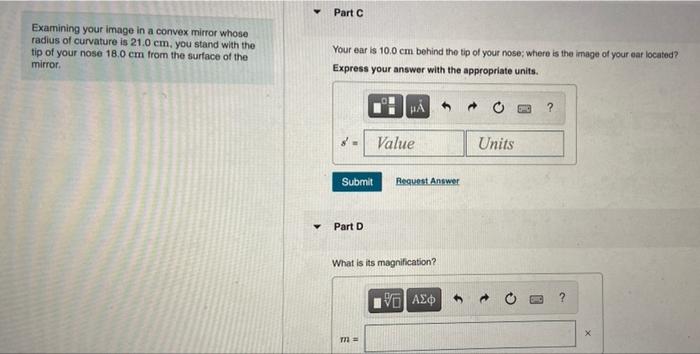 Solved Part A Examining your image in a convex mirror whose | Chegg.com