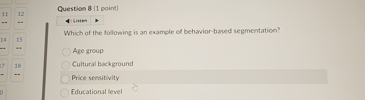 Solved 1112Question 8 (1 ﻿point)ListenWhich of the following | Chegg.com