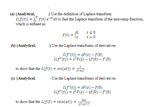 Solved (a) (Analytical,Use the definition of Laplace | Chegg.com