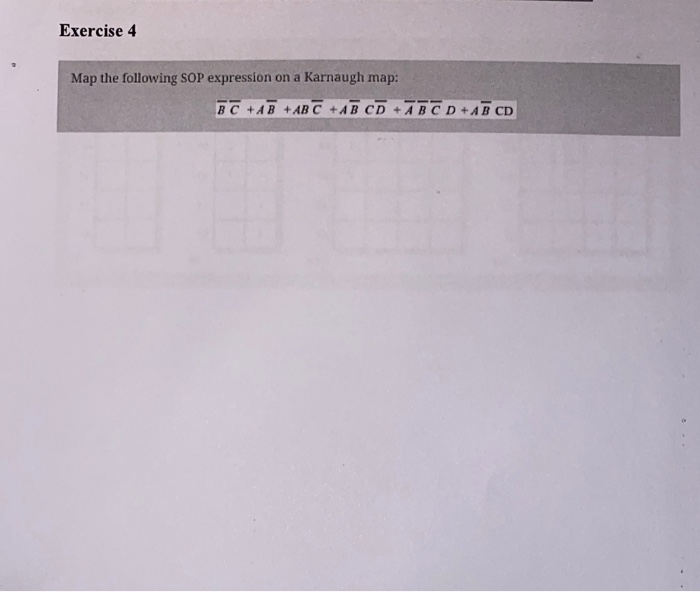Solved Exercise 1 Map the following standard SOP expression | Chegg.com
