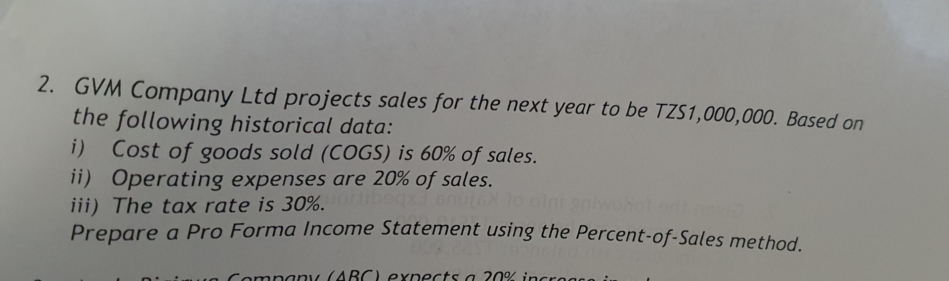 Solved GVM Company Ltd projects sales for the next year to | Chegg.com