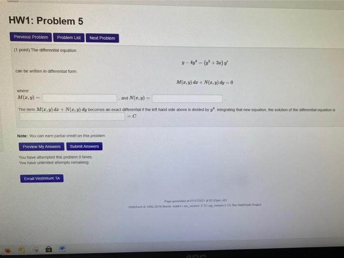 Solved HW1: Problem 5 Previous Problem Problem List Next | Chegg.com
