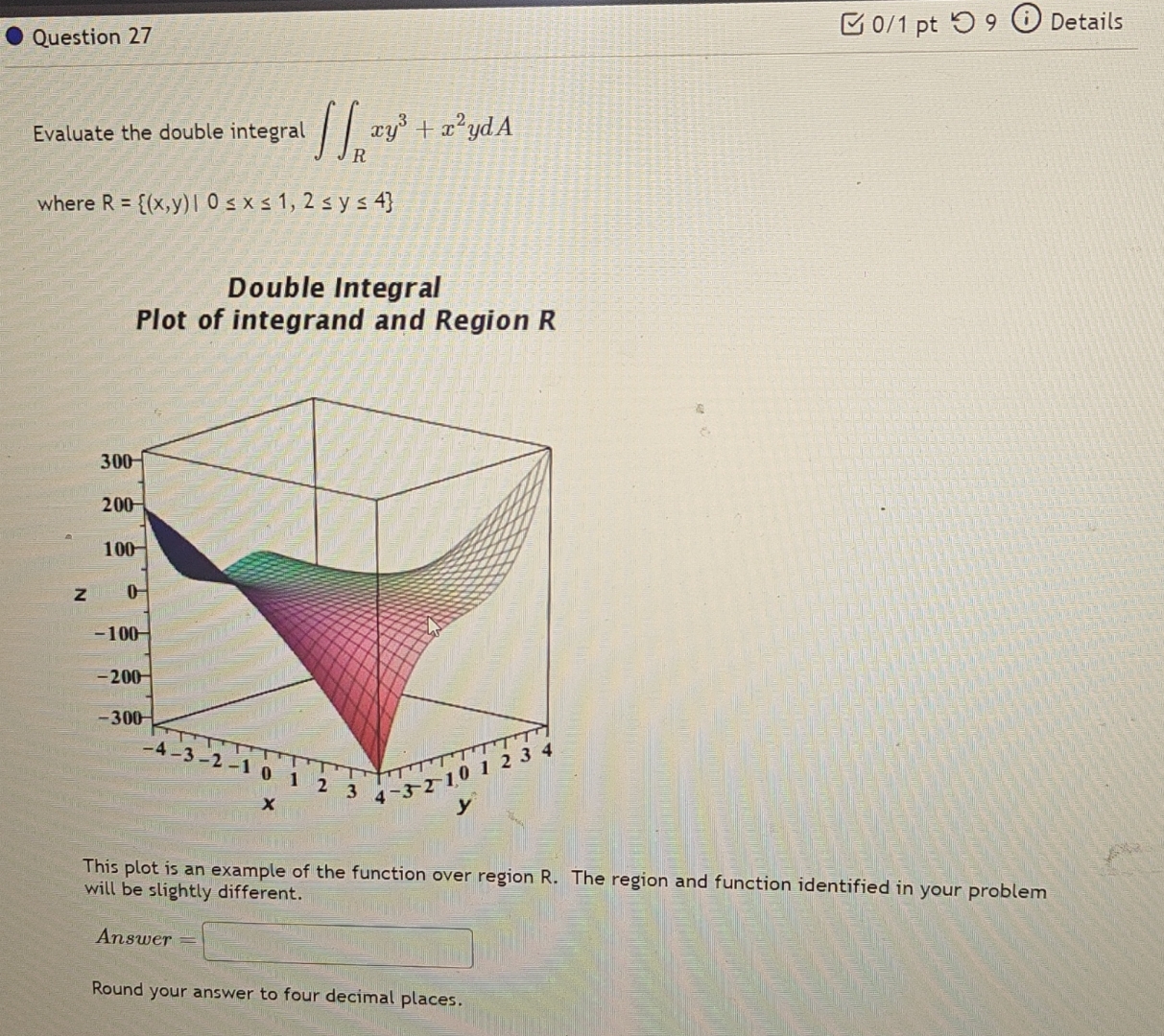 Solved Question 2701pt9DetailsEvaluate the double integral | Chegg.com